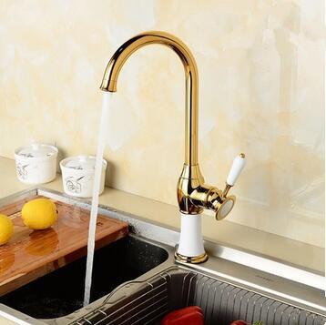 China Antique Brass Golden With White Printed Kitchen Mixer Sink Faucet TA0138G for sale