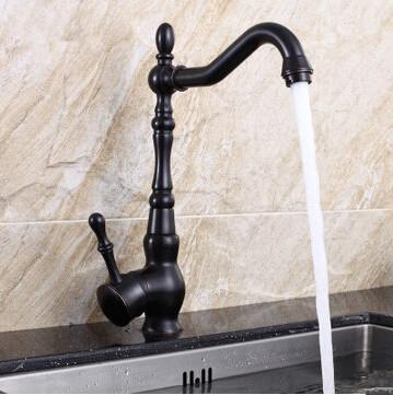 China Antique Brass Finish One Hole One Handle Black Bronze Kitchen Faucet TP0415E for sale