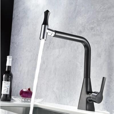 China Act Design Brass Black Printed Universal Rotation Spout Kitchen Faucets T0319B for sale