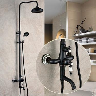 China Design Antique Black Bronze Copper mixed shower Faucet TFB655 for sale