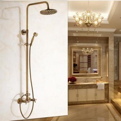 China Antique Wall Mount Tub Shower Faucet with 8 inch Shower Head + Hand Shower TSA002 for sale