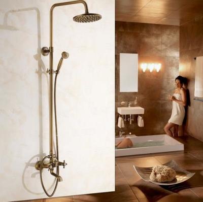 China Antique Brass Tub 8 inch Shower Head + Hand Shower Shower Faucet - TSA003 for sale