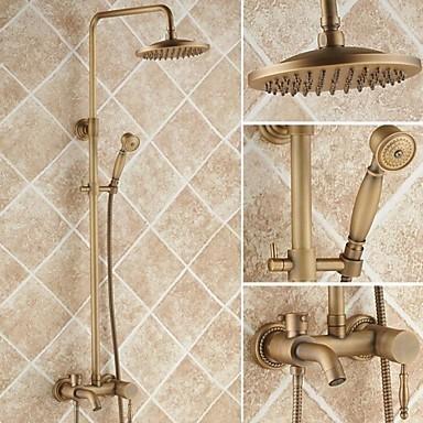 China Antique Brass 8 inch Shower Head + Hand Shower Tub Shower Faucet - TSA005 for sale