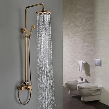 China Traditional Antique Brass 8 inch Shower Head + Hand Shower Tub Shower Faucet - SA008 for sale
