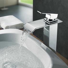 China Contemporary Brass Waterfall Bathroom Sink Faucet (Tall) T0518H for sale
