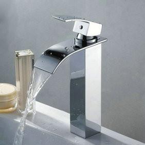 China Contemporary Brass Waterfall Bathroom Sink Faucet (Tall) T0517H for sale