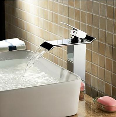 China Contemporary Brass Bathroom Sink Faucet - Chrome Finish (Tall) T6001H for sale