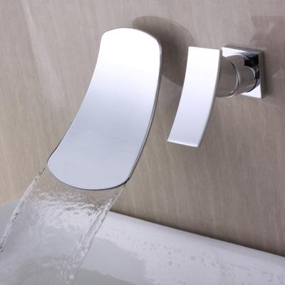 China Chrome Waterfall Wall Mount Contemporary Stainless Steel Bathroom Sink Faucet T6015B for sale