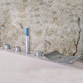 China Chrome Two Handles Waterfall Widespread Tub Faucet T001-18 for sale