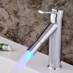 China Contemporary Color Changing LED Bathroom Sink Faucet - T1896F for sale