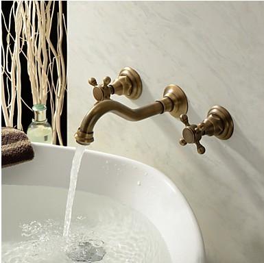 China Antique Inspired Bathroom Sink Faucet Polished Brass Finish T0459A for sale