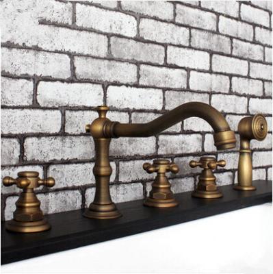 China Antique Brass Five-Pieces Bathroom Bathtub Shower Mixer Faucets FTB455A for sale