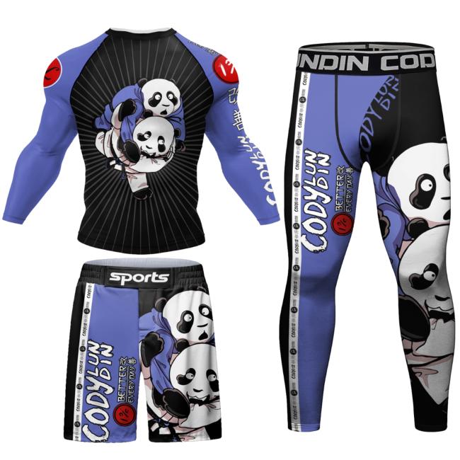 UPF50+ Anti Bacterial No Gi Clothes Quick Dry Compression Set For MMA ...
