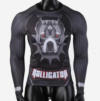 China 80% Polyester 20% Spandex MMA Rash Guard with Customized Sublimation Logo Light Weight Breathable Sportswear for sale