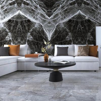 Cina Pavimenti in porcellana di marmo a ondata nera brillante 120x240 in vendita