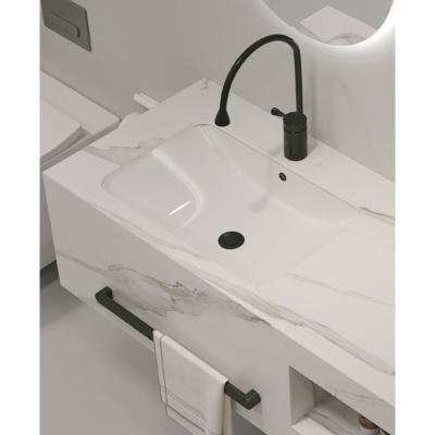 Cina Vanità da bagno in oro bianco con organizzatore SLABS/SINTERSTONE montato sul bancone in vendita