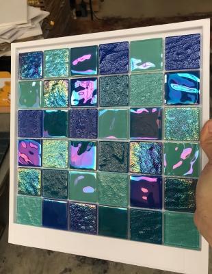 China Glaspatroon mozaïek zwembad tegels 12 30x30 donkerblauw keramiek voor kamer gelegenheid Te koop