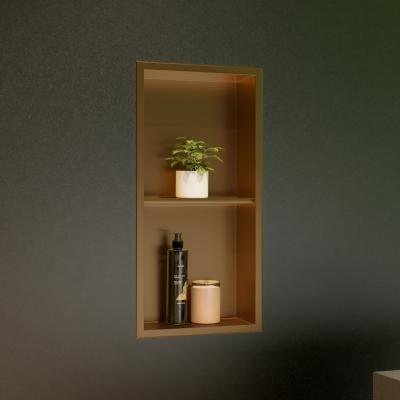 Cina Nichetto di bagno in oro classico con luce a LED e funzione antibatterica a doppio scaffale in vendita