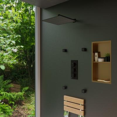 Cina Nichetto di bagno in oro classico con luce a LED e funzione antibatterica a doppio scaffale in vendita