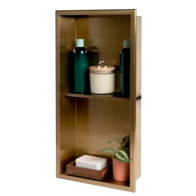 Cina Nichetto di bagno in oro classico con luce a LED e funzione antibatterica a doppio scaffale in vendita