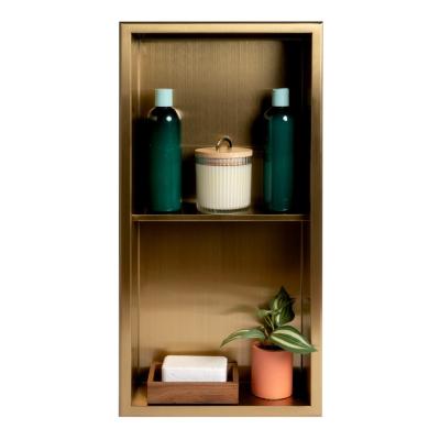 Cina Nichetto di bagno in oro classico con luce a LED e funzione antibatterica a doppio scaffale in vendita