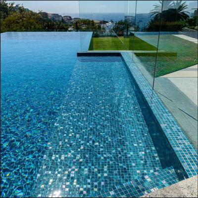 Cina Bagno Doccia Spa Piscina Mosaico con piastrelle iridescenti Blu scuro Verde Arcobaleno Sinfonia in vendita