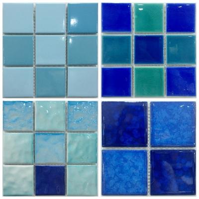 Cina Foshan Technique mosaico di vetro in blu per piscina 48x48/24x24mm in vendita