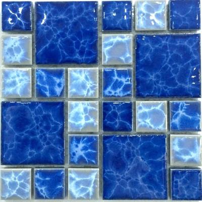 Cina Foshan Technique mosaico di vetro in blu per piscina 48x48/24x24mm in vendita