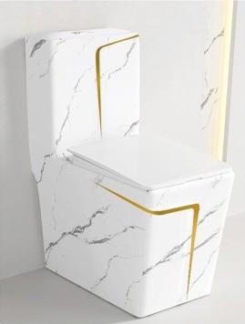 Cina Bagno in ceramica in oro a forma quadrata moderno WC Vasca igienica One Piece 2022 Prodotti sanitari in vendita
