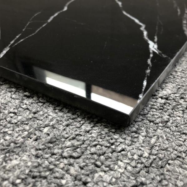 600x600 Porcelain Glazed Floor Wall Tiles in Black with White Veins Stone Imitation Texture