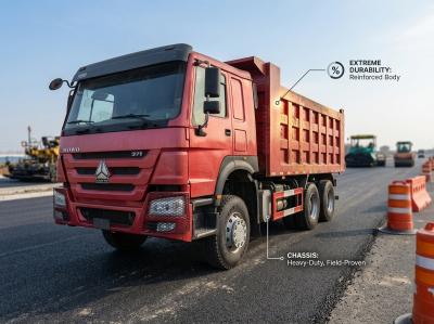 China HOWO 371 6x4 Used Dump Truck 60 Ton Capacity WD615.95E Diesel Engine Left Hand Drive Construction Tipper for sale