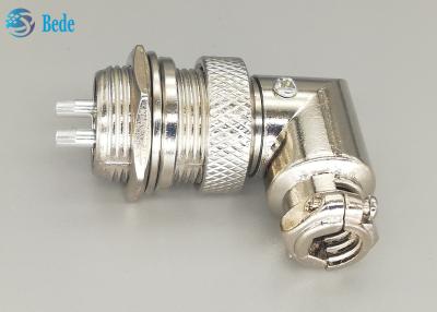 Cina Saldatura materiale in lega di zinco maschio e femminile di GX16 2 Pin Aviation Connector Plug 90 Dehree in vendita