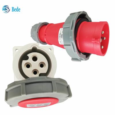 China 4 Pins 3P+E 16Amp Industrial Power Outlet and Panel Mounting socket IP67 for sale