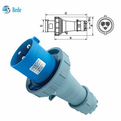 China IP67 Industrial Plug Socket 3Pins Designed For 220~250V 63A / 125A Wall Mounting Type à venda