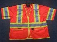 Quality Zipper High Visibility Safety Vest Polyester Orange Safety Vest With Pockets for sale