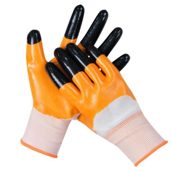 Quality 23cm-26cm Nitrile Dipped Work Gloves Cold Weather Work Gloves Double Dipping for sale