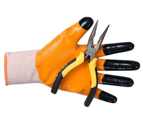 Quality 23cm-26cm Nitrile Dipped Work Gloves Cold Weather Work Gloves Double Dipping for sale