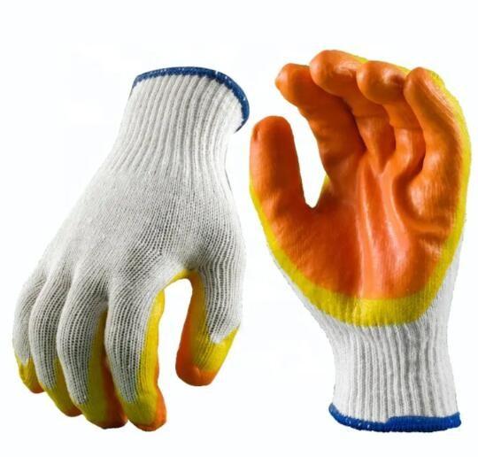 Quality Poly Cotton Seamless Knitted Latex Palm Coated Gloves for sale