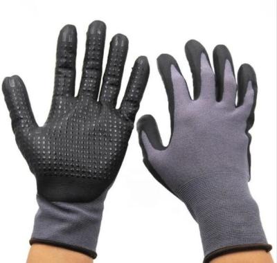 China High Flexible and Durable 15 Gauge Grey Nylon Spandex Elastic Fiber Knitted Nitrile  micro Foam Palm  work Coated Gloves for sale