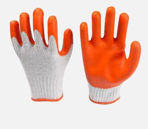 Quality 10 Gauge Flat Plain Latex Orange Industrial Rubber Gloves for sale