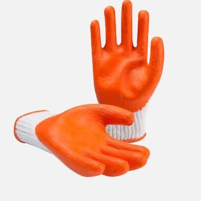 Quality 10 Gauge Flat Plain Latex Orange Industrial Rubber Gloves for sale