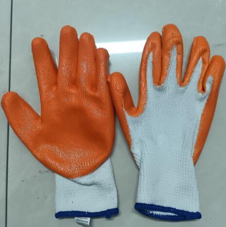 Quality 10 Gauge Flat Plain Latex Orange Industrial Rubber Gloves for sale