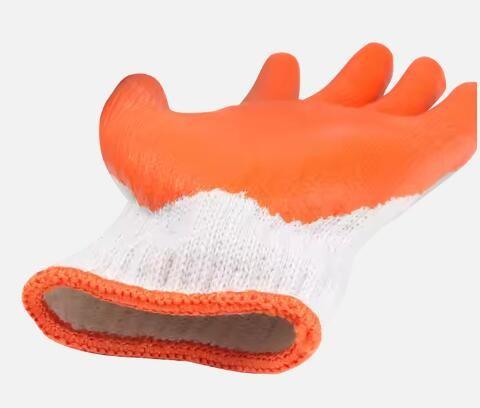 Quality 10 Gauge Flat Plain Latex Orange Industrial Rubber Gloves for sale