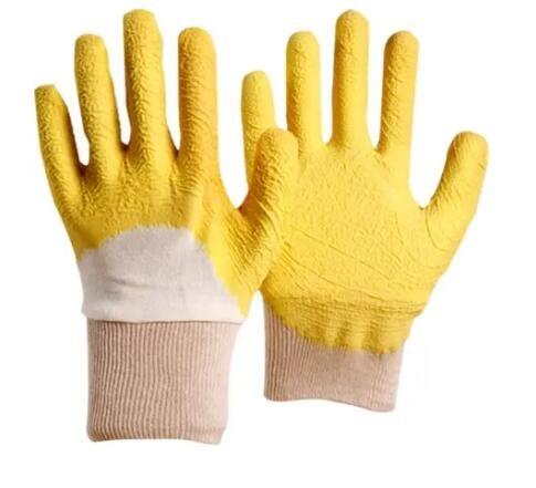 Quality Jersey Interlock Half Coated Latex Dipped Gloves Latex Gripper Gloves for sale