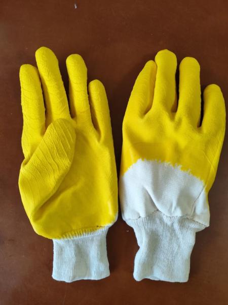 Quality Jersey Interlock Half Coated Latex Dipped Gloves Latex Gripper Gloves for sale
