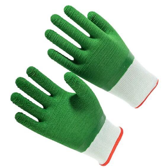 Quality Polyester Wave Latex Grip Gloves Labor Protection Work Latex Gloves Wear for sale