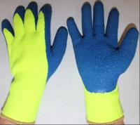 Quality Hi Vis Safety Gloves Latex Acrylic Terry Brushed Glove Blue Latex Palm Coated for sale