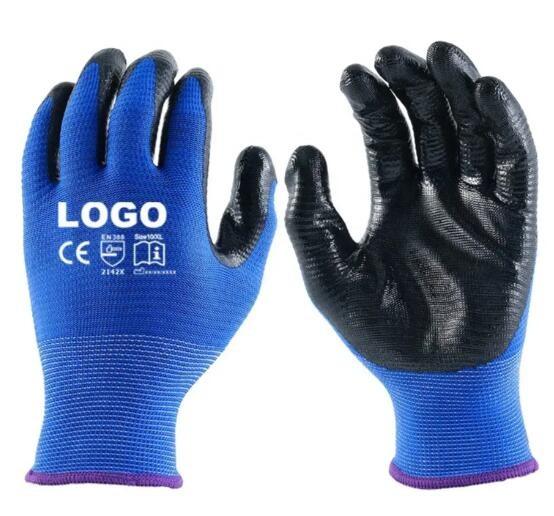 Quality 13 Gauge Nitrile Coated Gloves U3 Polyester Nylon Coated Gloves Zebra Liner for sale