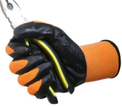 China Nitrile Palm Coated Work Gloves U3 Nitrile Coated Knitted Gloves Polyester Zebra Shell for sale