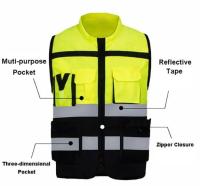 China Patchwork Polyester Safety Vest With Pockets And Zipper Orange Green for sale